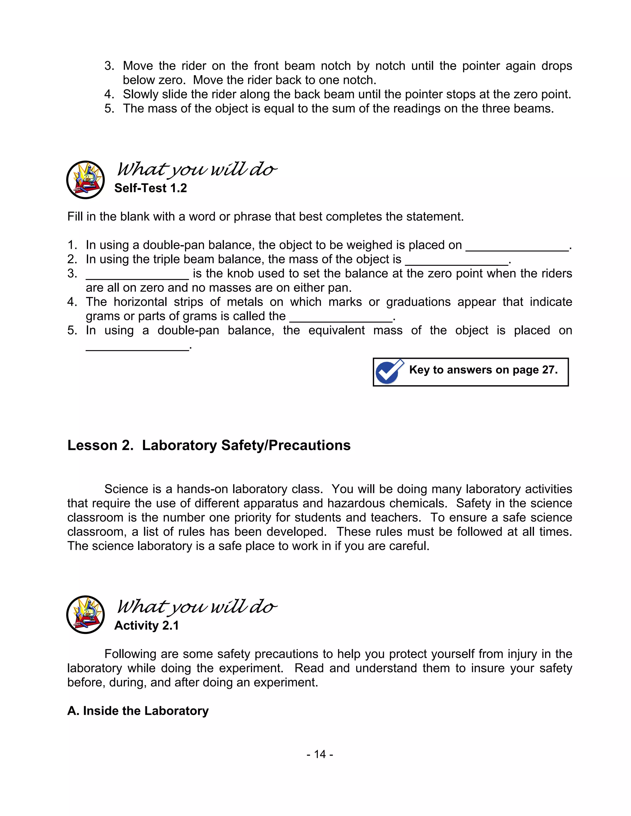 Chem m2 laboratory apparatus, safety rules & symbols | PDF