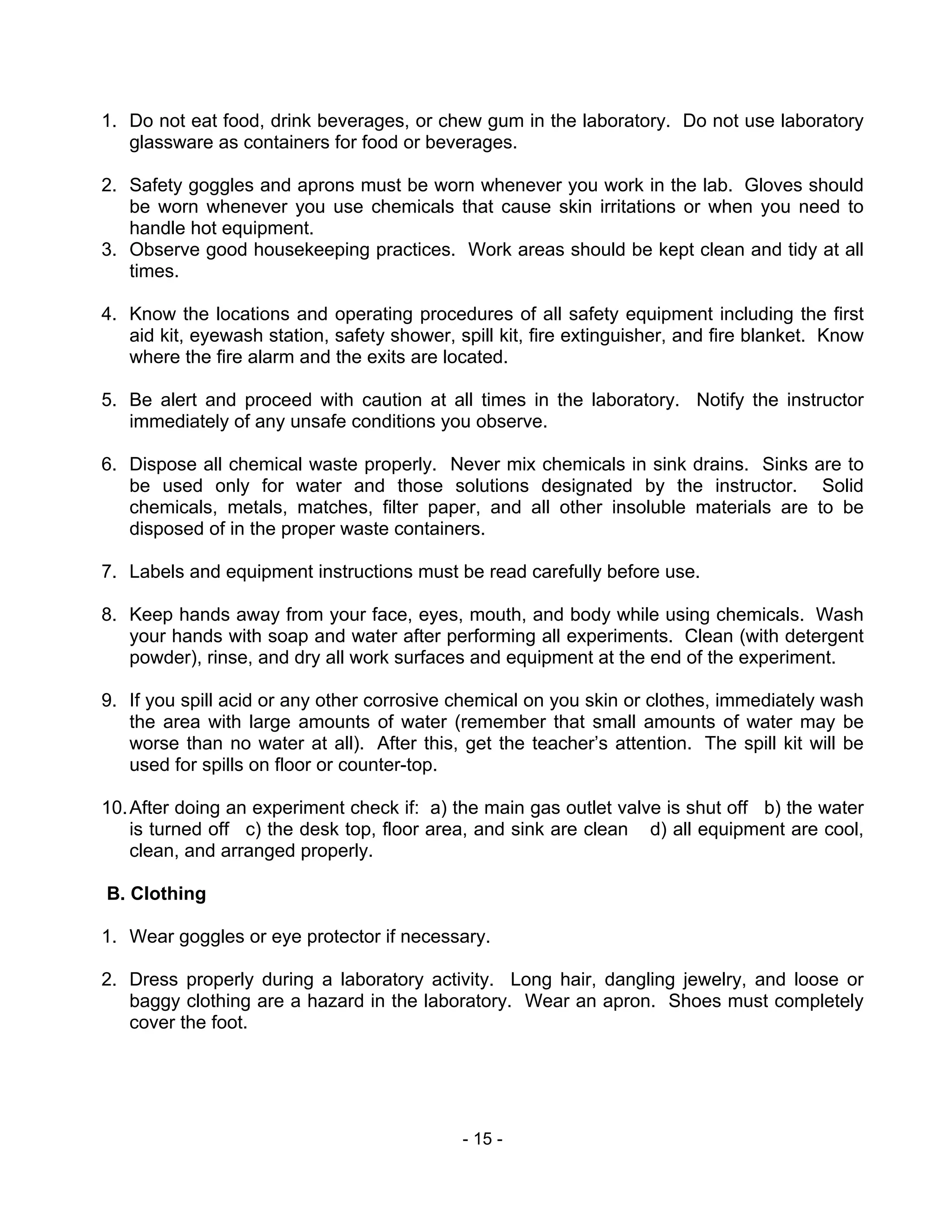 Chem m2 laboratory apparatus, safety rules & symbols | PDF