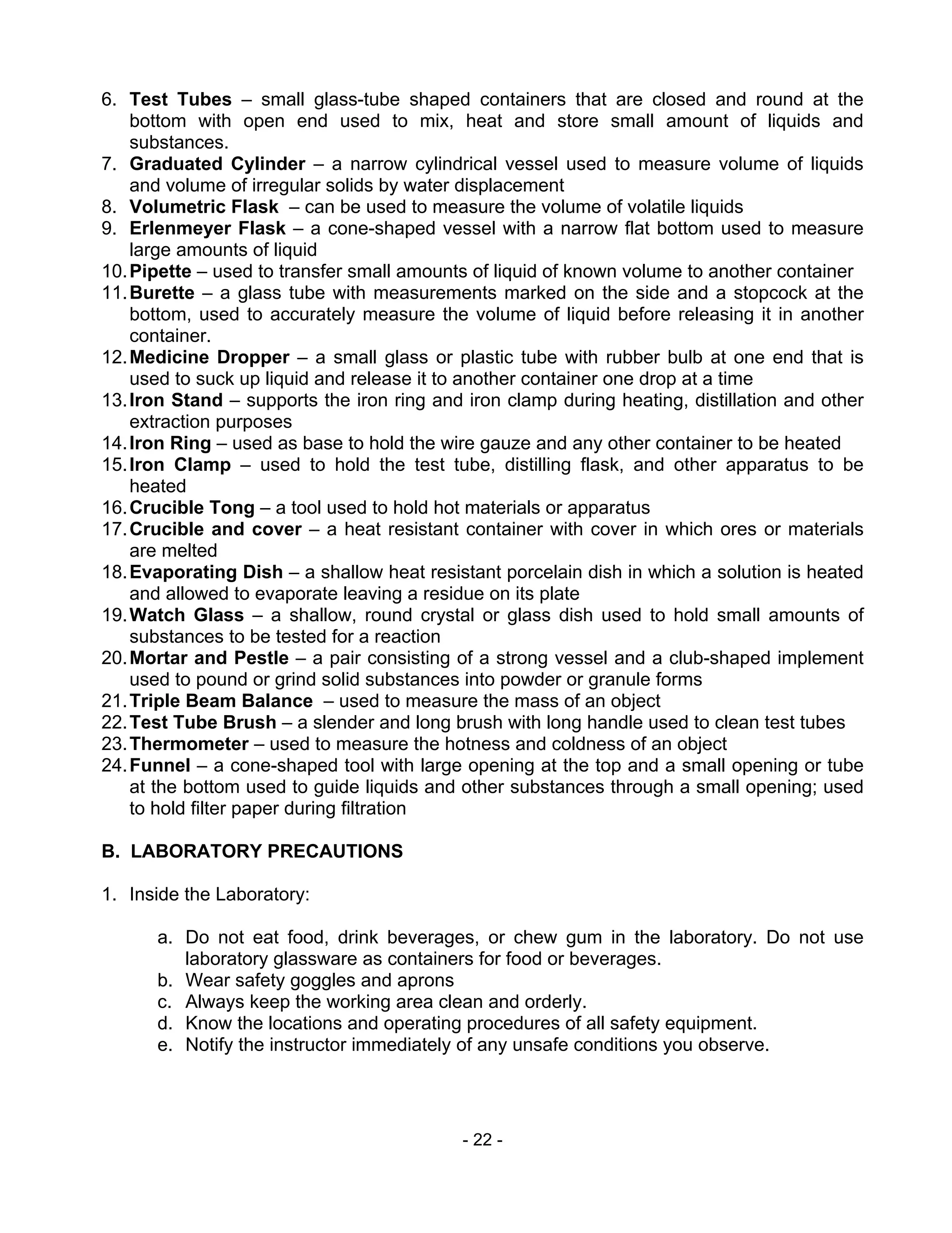 Chem m2 laboratory apparatus, safety rules & symbols | PDF