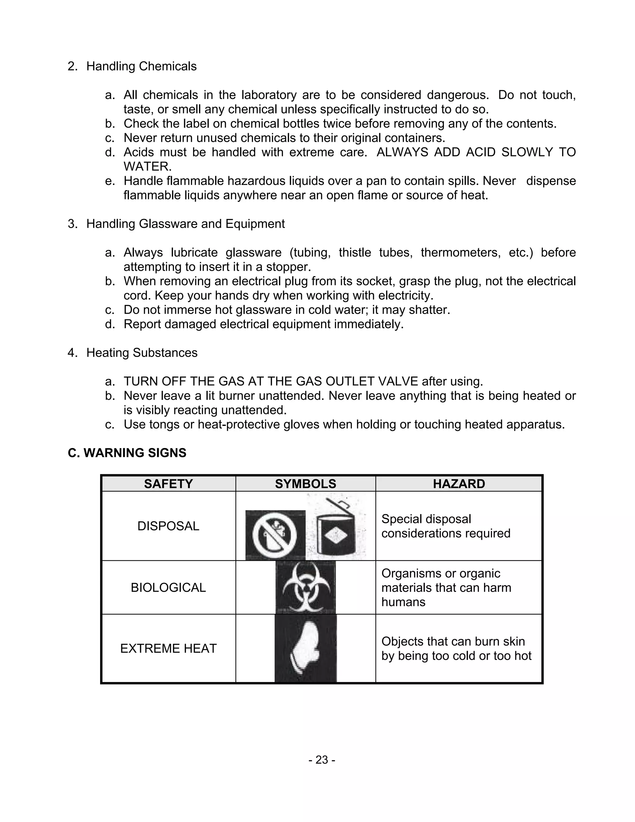Chem m2 laboratory apparatus, safety rules & symbols | PDF