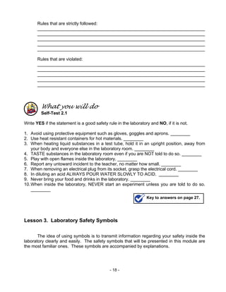 Chem m2 laboratory apparatus, safety rules & symbols | PDF