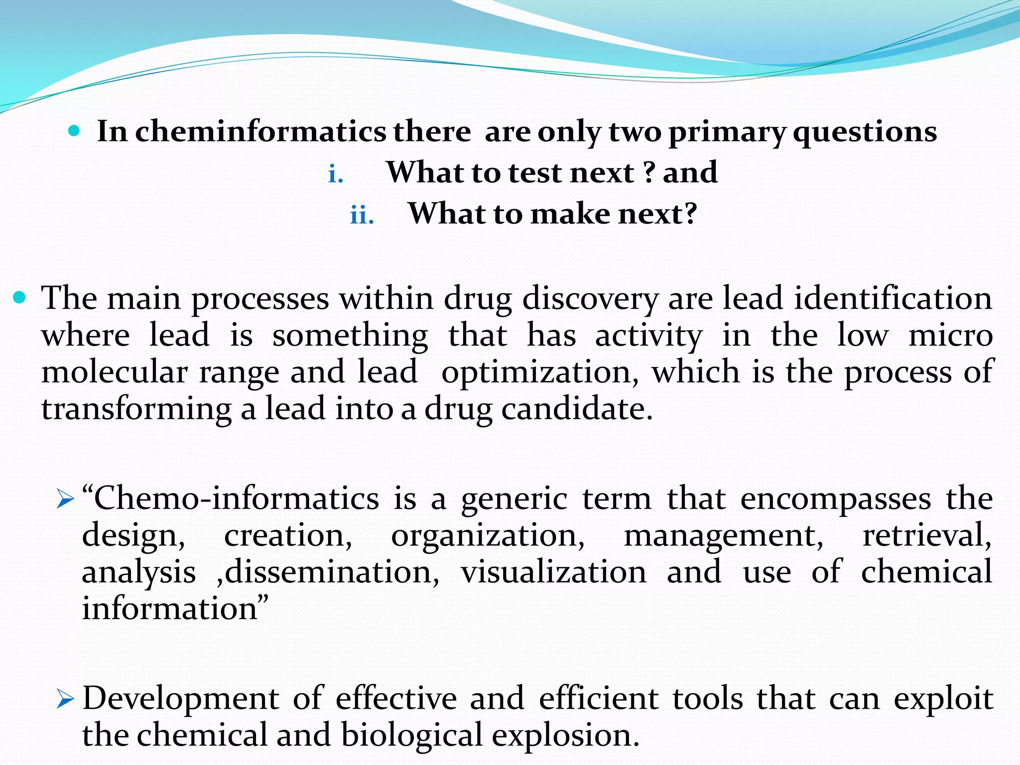 Chemo-informatics sem 4 MSc Bioinformatics | PPT