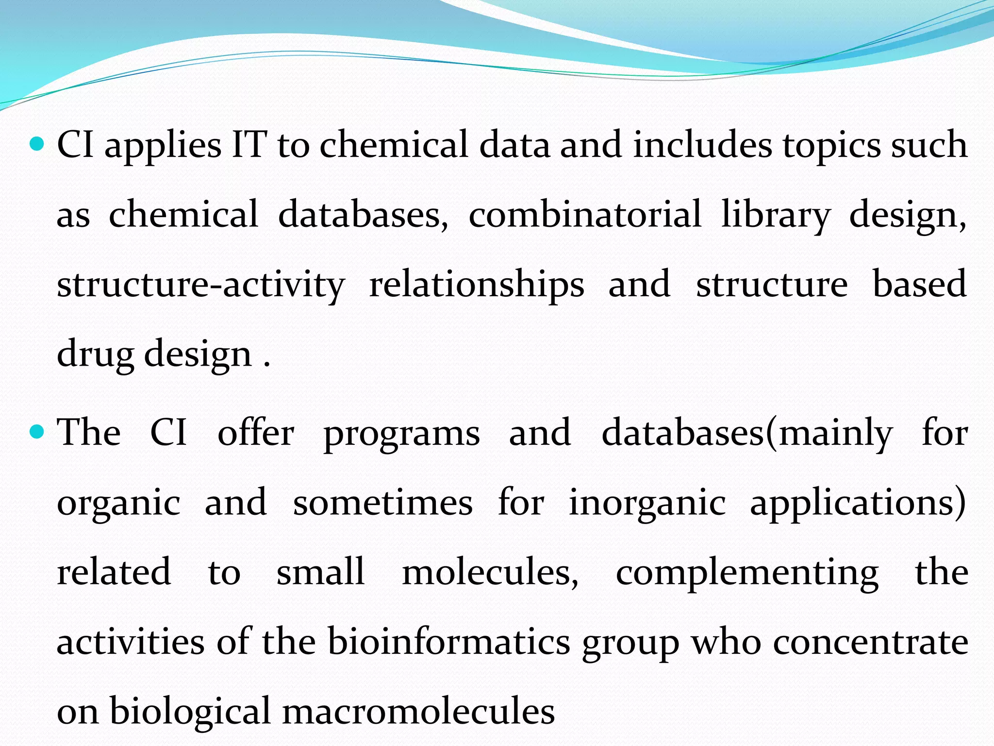 Chemo-informatics sem 4 MSc Bioinformatics | PPT