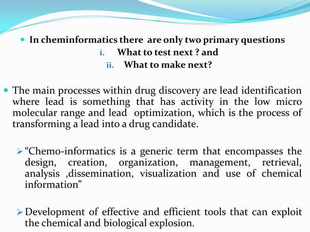 Chemo-informatics sem 4 MSc Bioinformatics | PPT