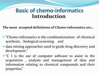 Chemo-informatics sem 4 MSc Bioinformatics | PPT