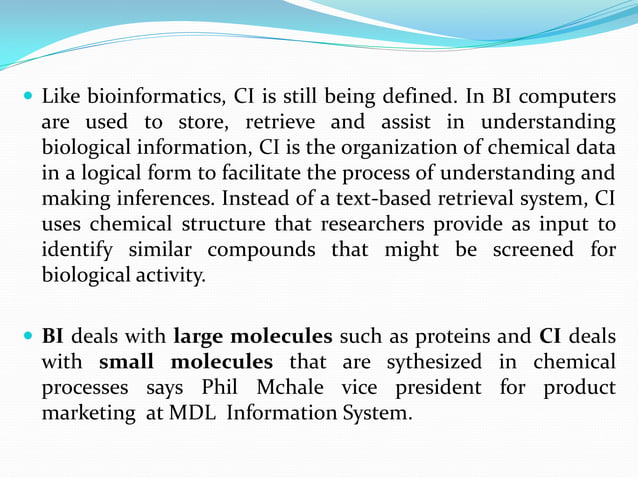 Chemo-informatics sem 4 MSc Bioinformatics | PPT