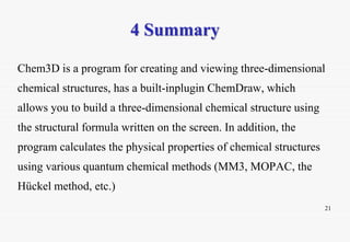 ChemOffice CHEM3D.pptx | 3-D Graphics | Computer Software and Applications