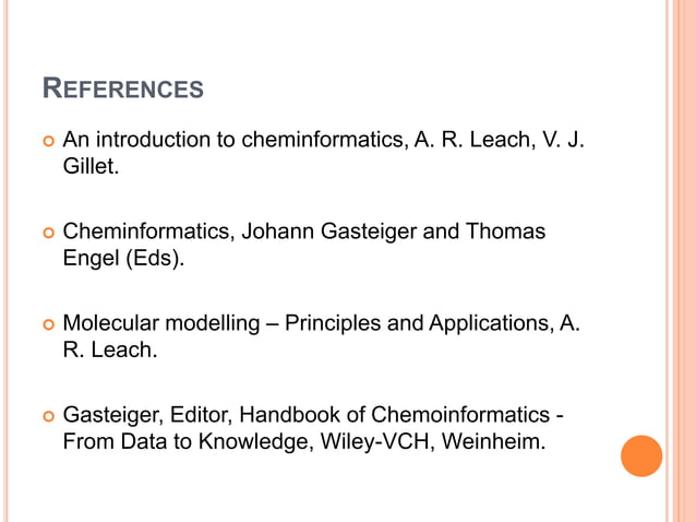 Chemoinformatics | PPTX | Databases | Computer Software and Applications