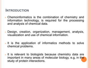 Chemoinformatics | PPTX | Databases | Computer Software and Applications