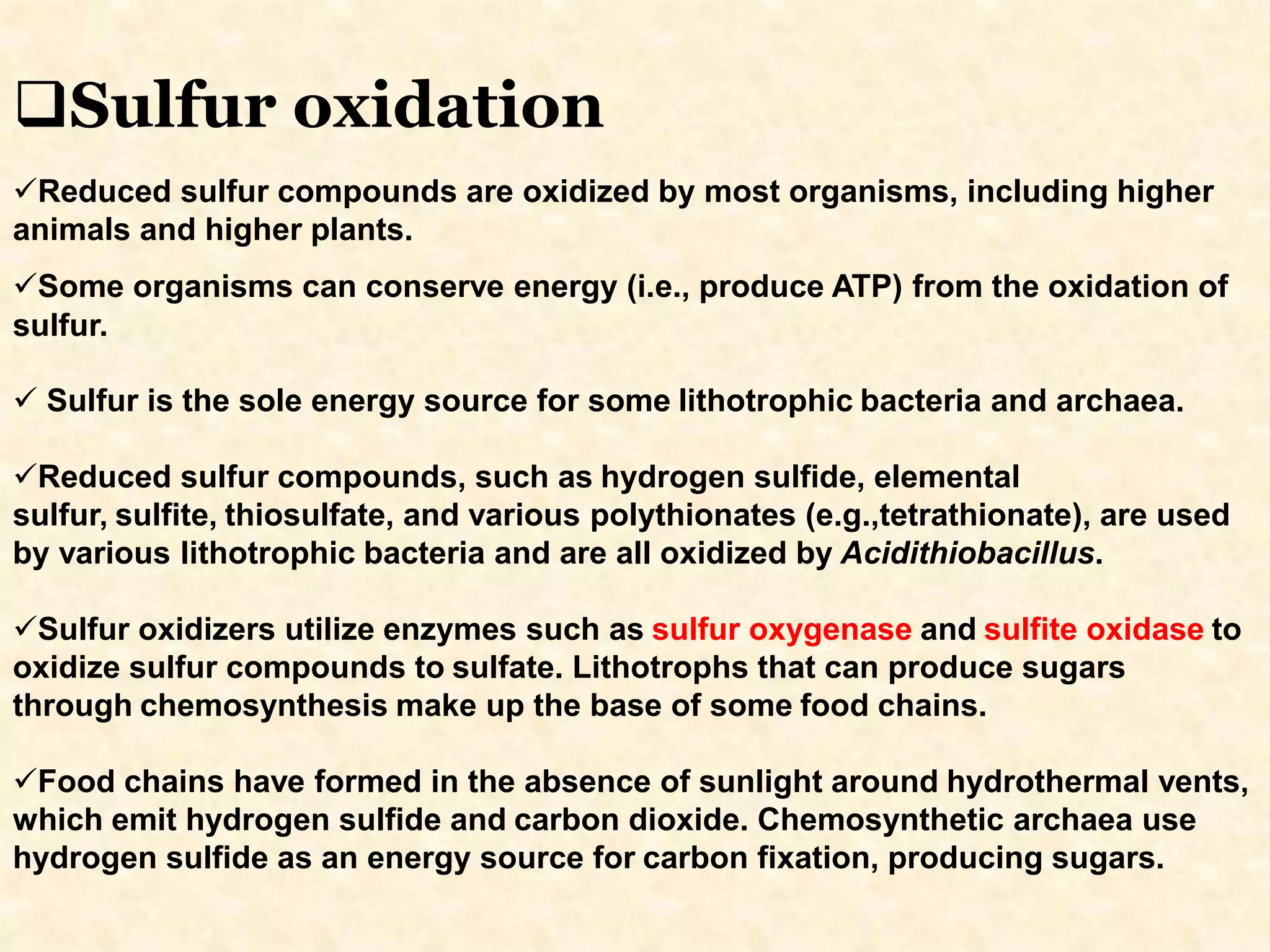 Chemolithotrophy sulfur oxidation metabolism | PPTX