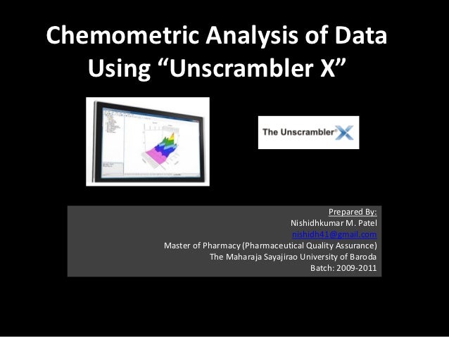 Chemometric analysis of data using “unscrambler x”