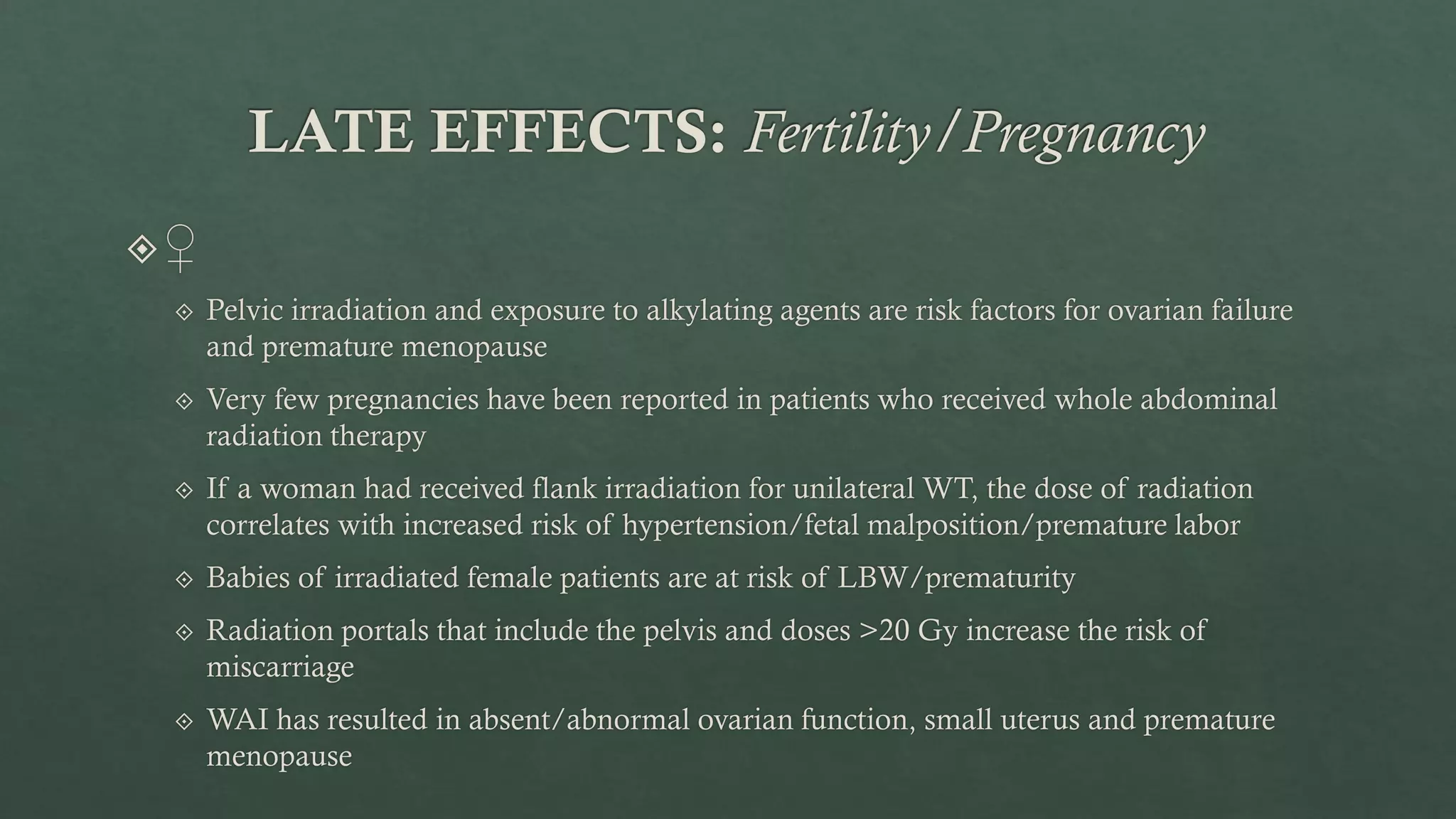 Chemotherapy and radiotherapy in wilms' tumor and late effects | PPT
