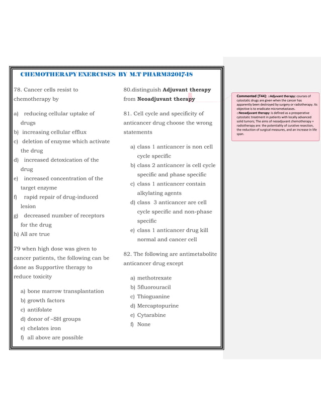 CHEMOTHERAPY MCQS PDF | PDF