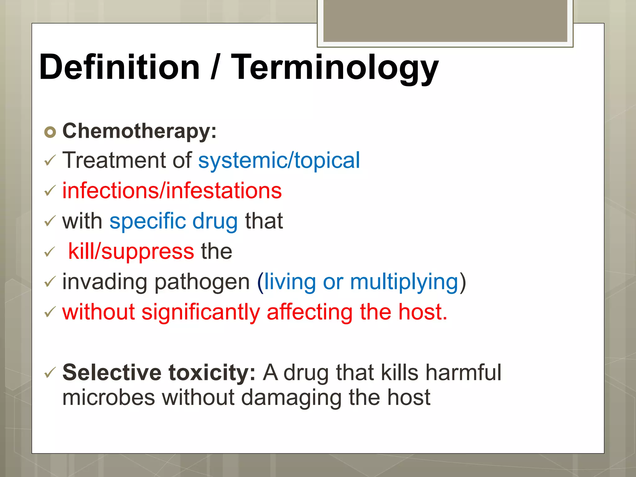Chemotherapy i general consideration | PPTX