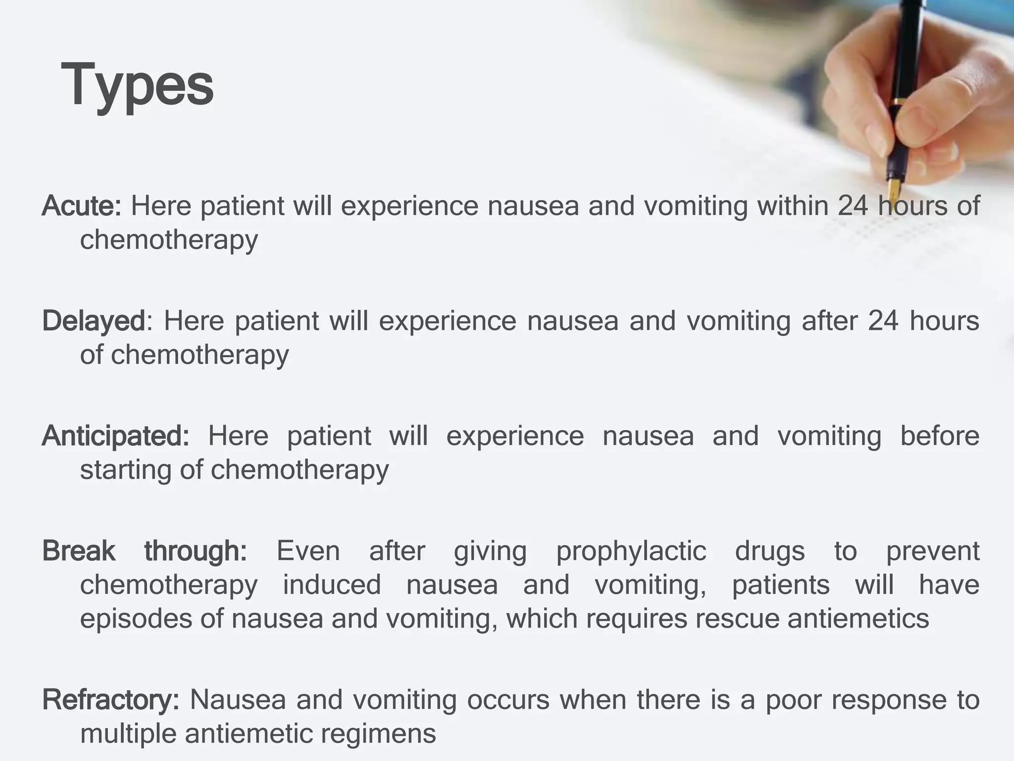Chemotherapy induced nausea and vomiting | PPTX