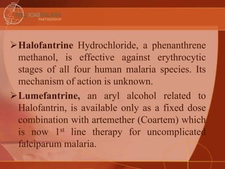Chemotherapy of malaria | PPTX