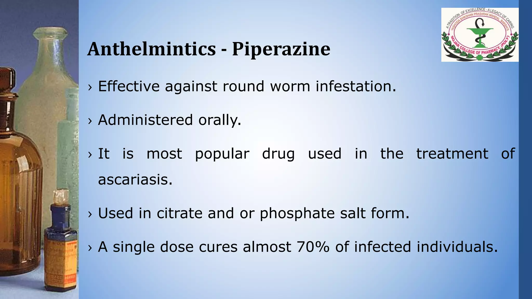 Chemotherapy of parasitic diseases | PPTX