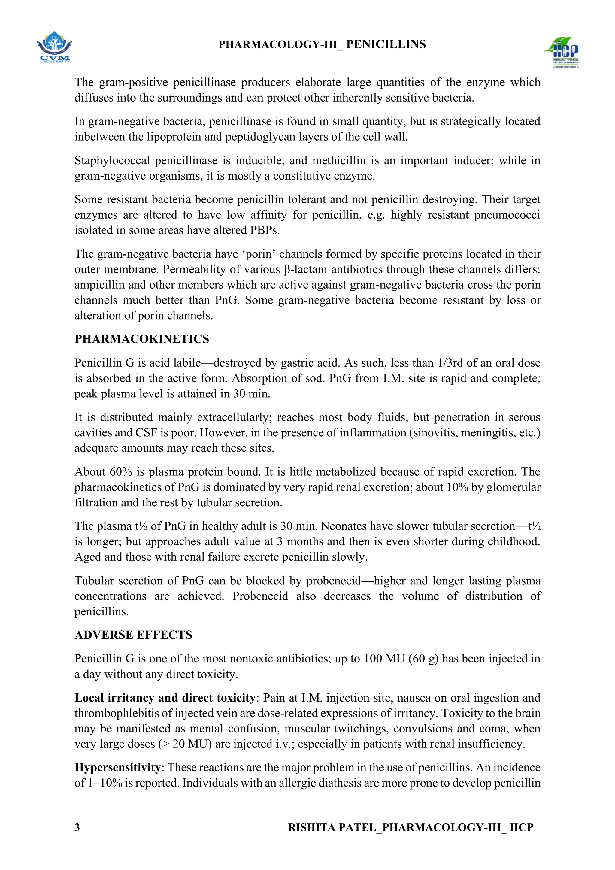 CHEMOTHERAPY_RDP_G 3_PENICILLIN.pdf_SEM-6 | PDF