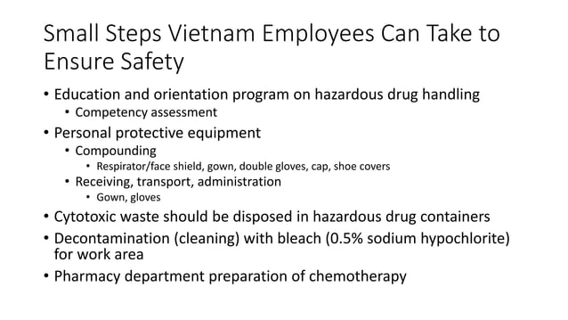 Chemotherapy safety and handling-Thao's presentation | PPTX
