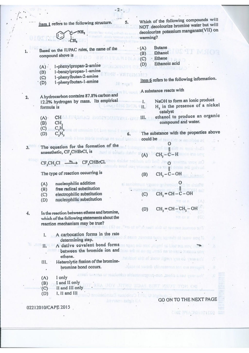 CAPE Chemistry Unit 2 Paper 1 2015 cape-chemistry-unit-2-paper-1-2015