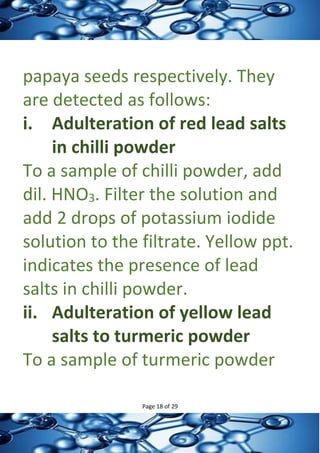 Study of common food adulterants in fat, oil, butter, sugar, turmeric ...