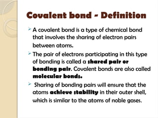 Covalent bond, valence bond theory and its limitations | PPTX