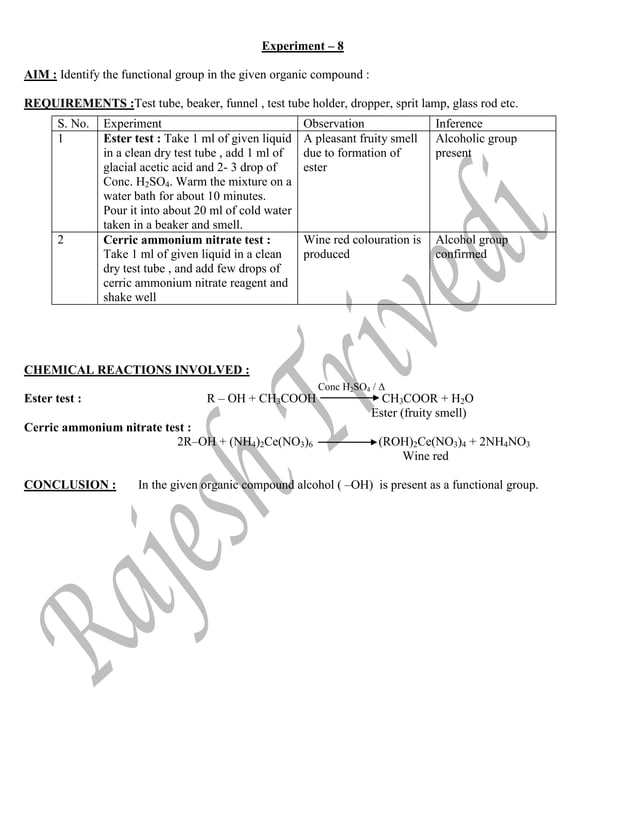 chemistry Practical Class 12th CBSE. | PDF | Chemistry | Science