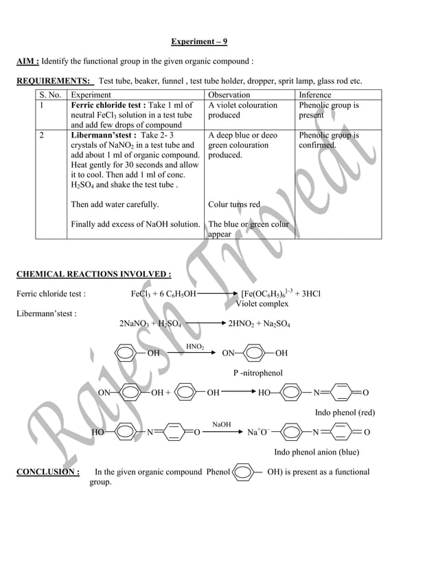 chemistry Practical Class 12th CBSE. | PDF | Chemistry | Science