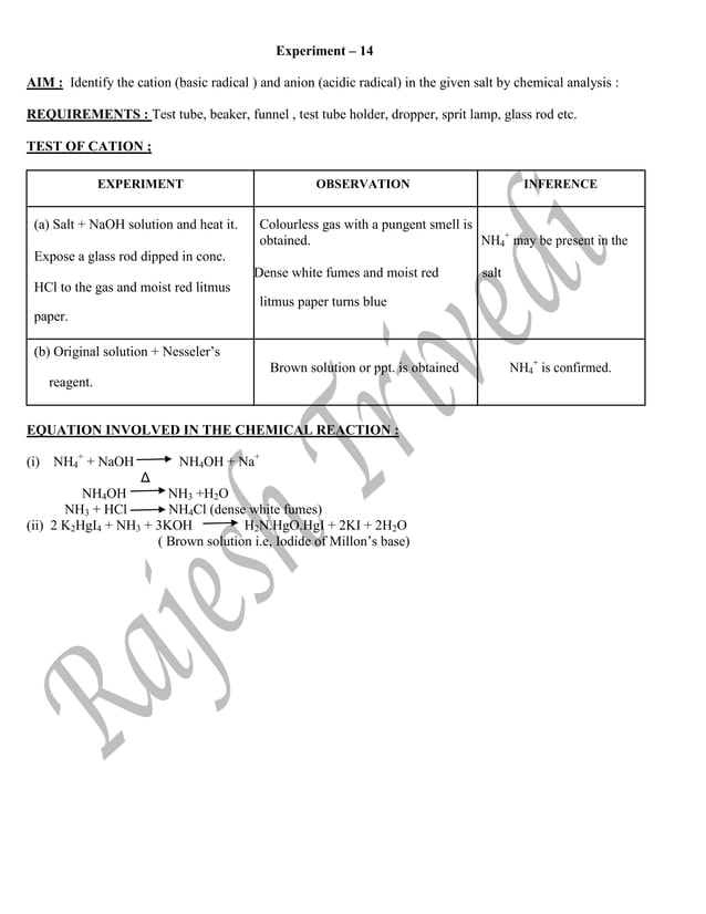 chemistry Practical Class 12th CBSE. | PDF | Chemistry | Science