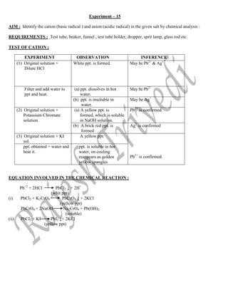 chemistry Practical Class 12th CBSE. | PDF