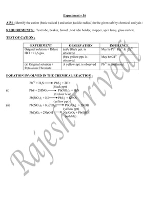 chemistry Practical Class 12th CBSE. | PDF