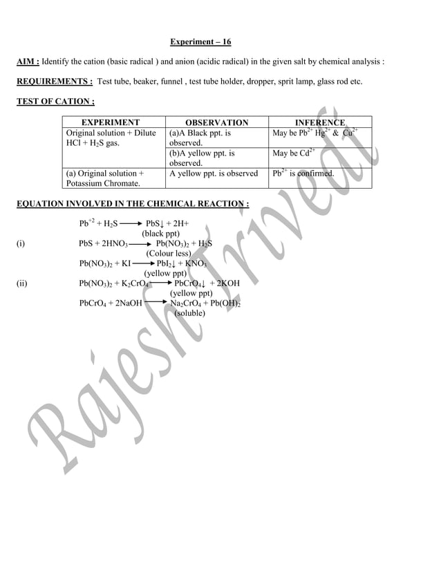 chemistry Practical Class 12th CBSE. | PDF | Chemistry | Science