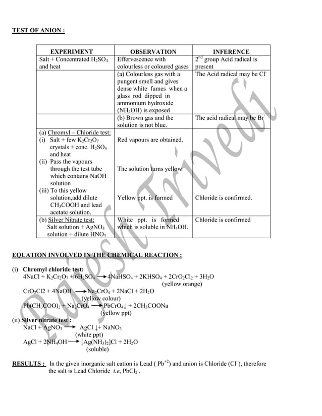 chemistry Practical Class 12th CBSE. | PDF | Chemistry | Science