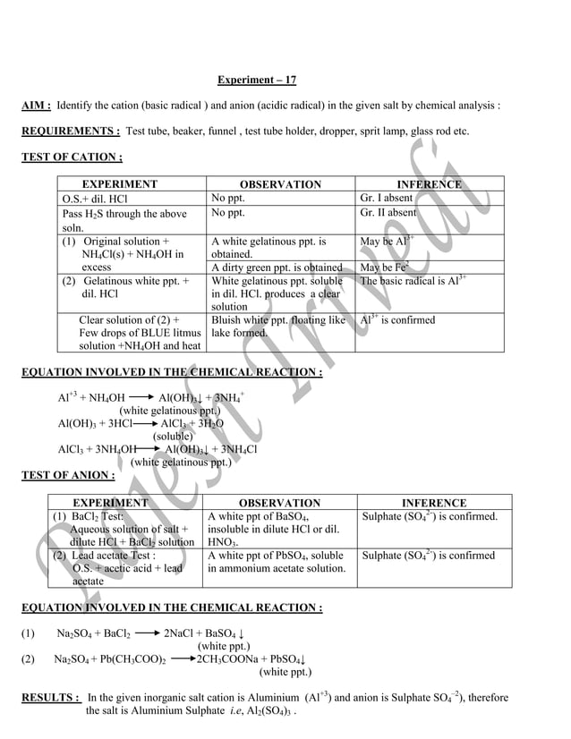 chemistry Practical Class 12th CBSE. | PDF | Chemistry | Science