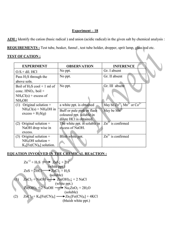 chemistry Practical Class 12th CBSE. | PDF | Chemistry | Science
