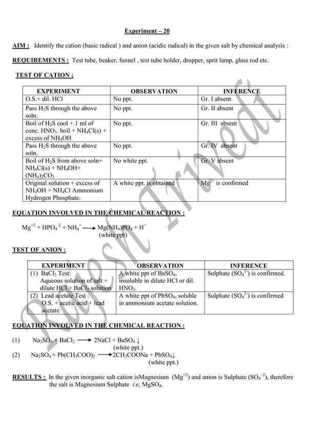 chemistry Practical Class 12th CBSE. | PDF | Chemistry | Science