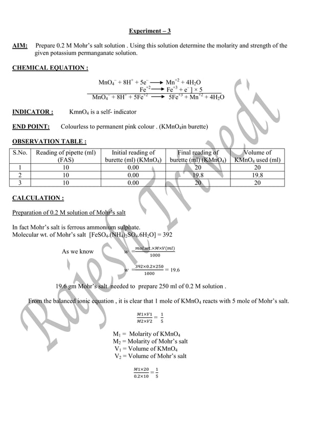 chemistry Practical Class 12th CBSE. | PDF | Chemistry | Science