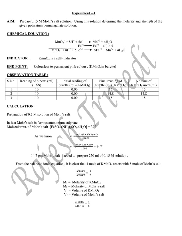 chemistry Practical Class 12th CBSE. | PDF | Chemistry | Science