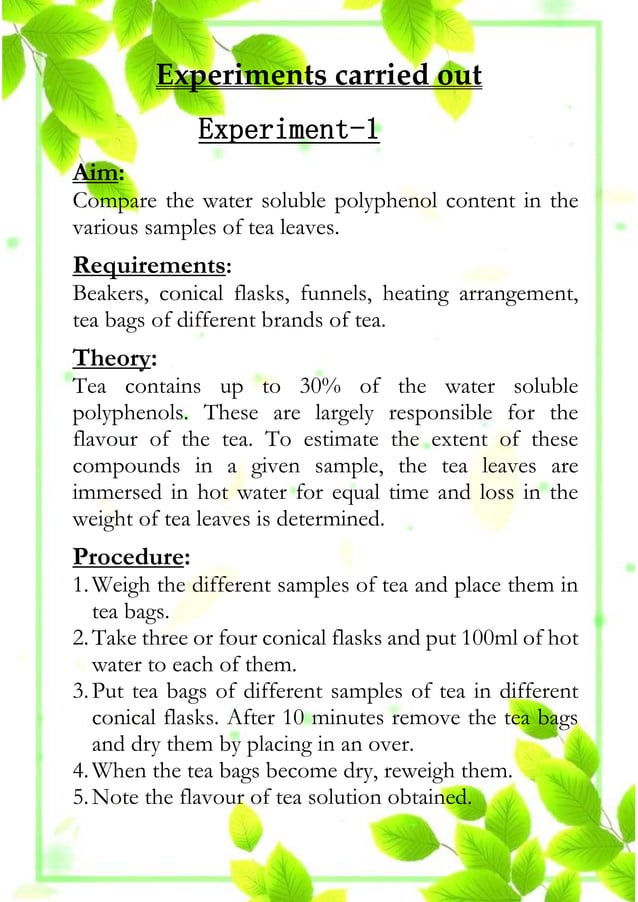 Chemistry Project for class 12 on a comparative study on different ...