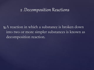 Types of Chemical reaction class 10 | PPTX