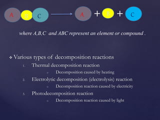 Types of Chemical reaction class 10 | PPTX