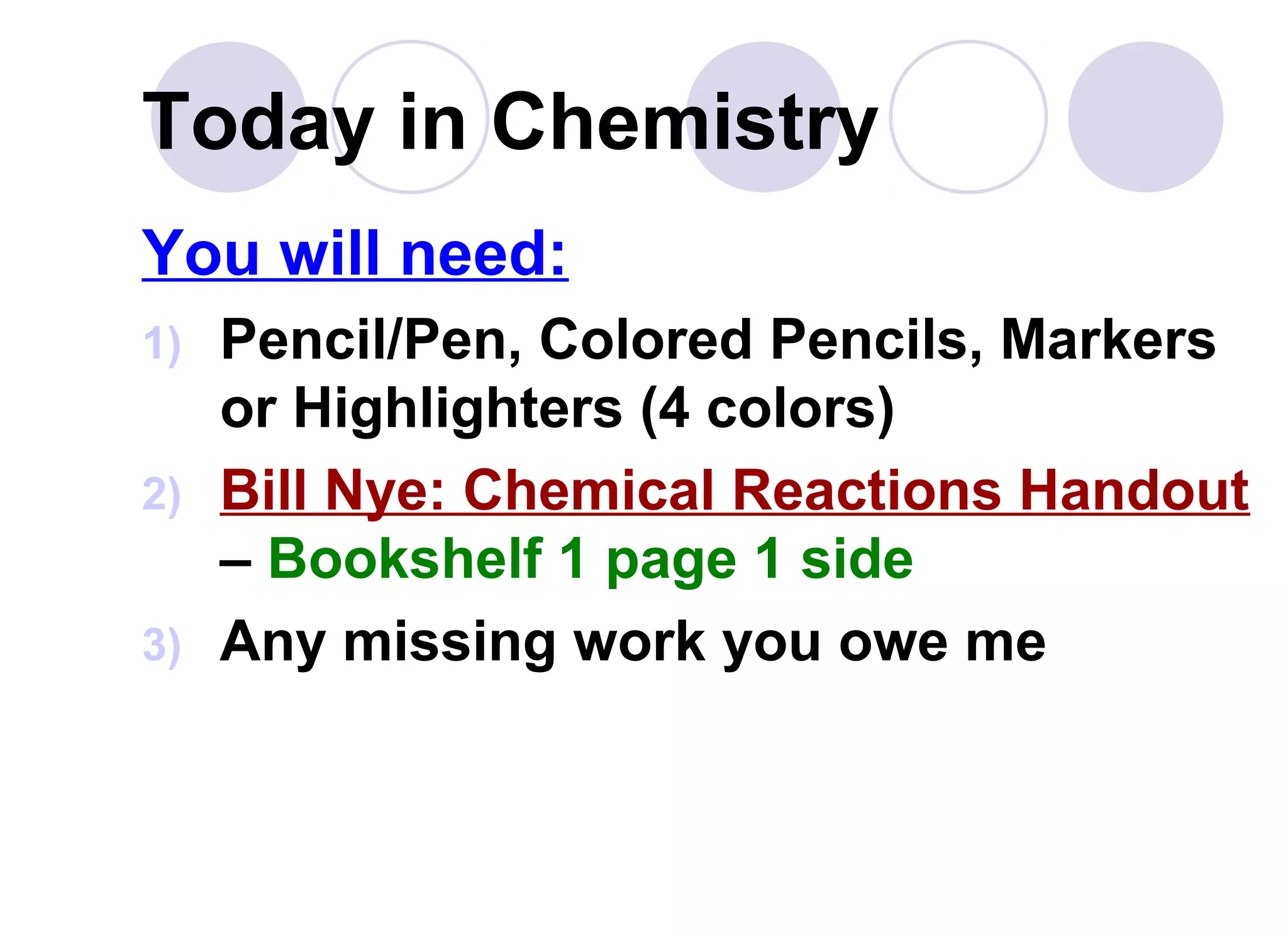 Chem reactions | PPT | Chemistry | Science