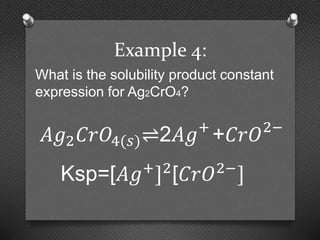 Explain and Apply the Solubility Product Constant to Predict the Solubility of Salts | PPTX