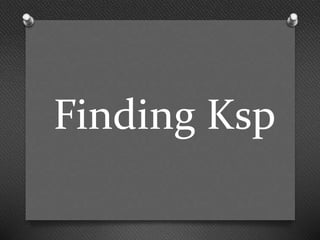 Explain and Apply the Solubility Product Constant to Predict the ...