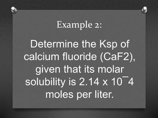 Explain and Apply the Solubility Product Constant to Predict the ...