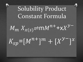 Explain and Apply the Solubility Product Constant to Predict the ...