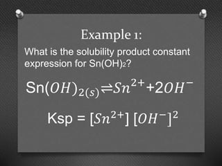 Explain and Apply the Solubility Product Constant to Predict the ...