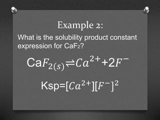 Explain and Apply the Solubility Product Constant to Predict the ...