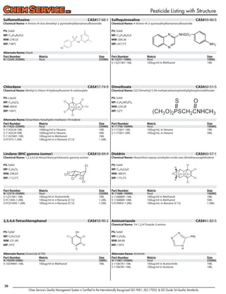 Chem Service Inc Pesticide Reference Standards Catalogue | PDF
