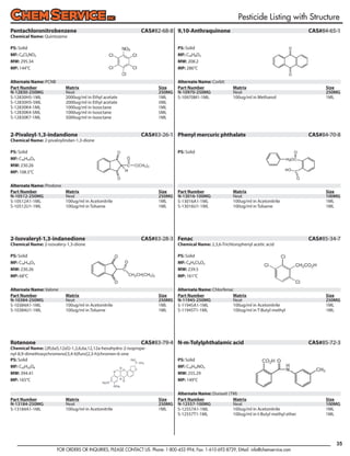 Chem Service Inc Pesticide Reference Standards Catalogue | PDF